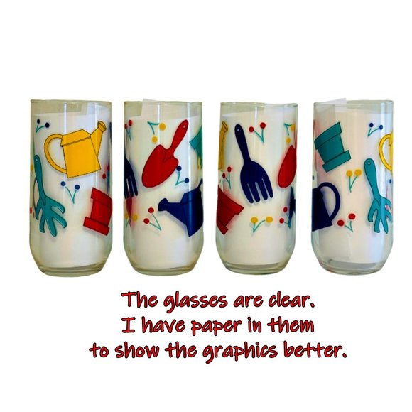 Dining | Vintage Clear Drinking Glasses Set Of 4 Spring Flower ...